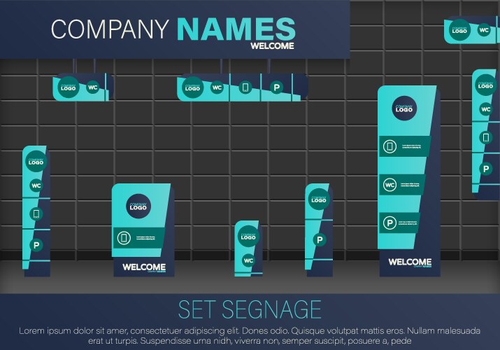 Signage set sign boards template realistic Vector Image