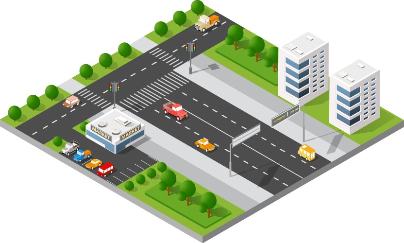 City street with markings Royalty Free Vector Image