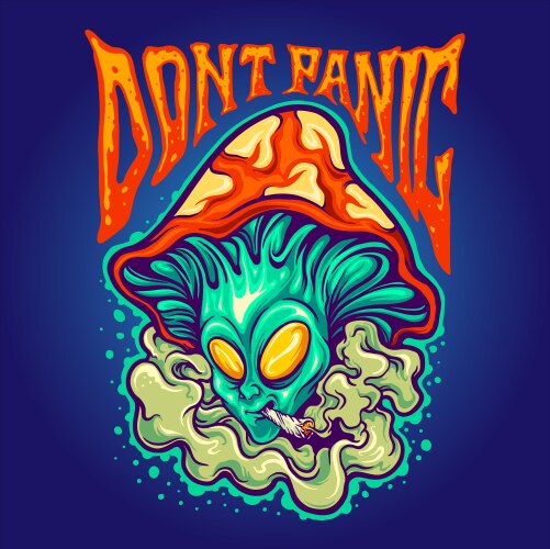 Alien head weed plants hair smoke Royalty Free Vector Image