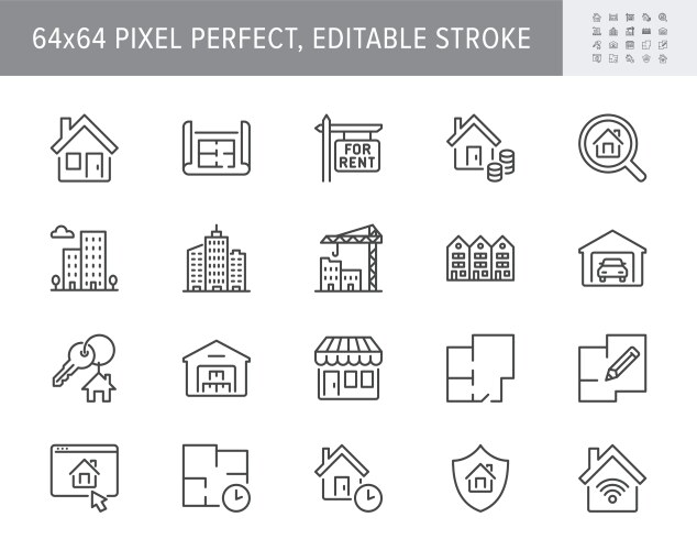 Property simple concept icons set contains Vector Image