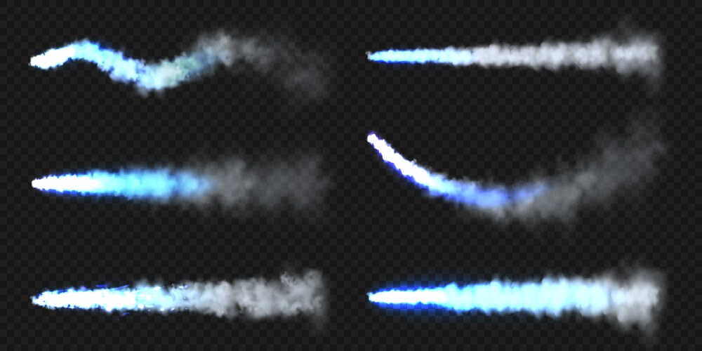 Realistic blue space rocket trails festive Vector Image