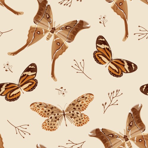Seamless pattern with moths on white background Vector Image