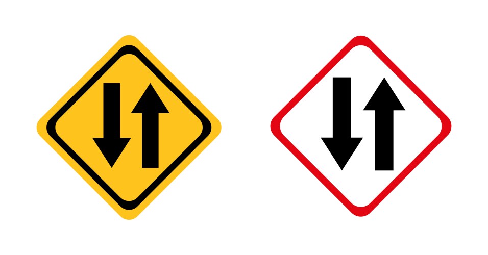 Two way traffic sign icon set indication Vector Image