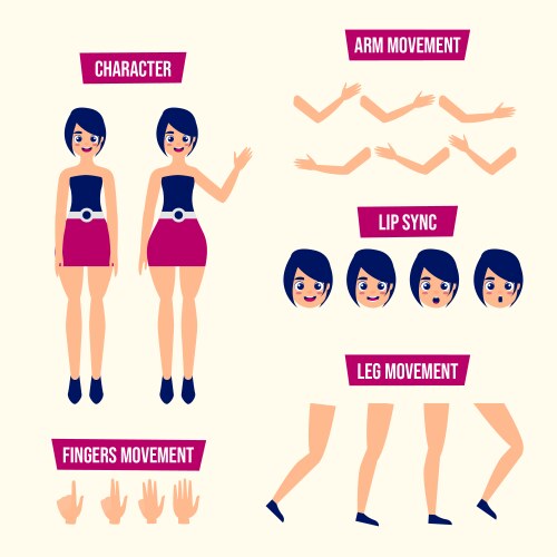 Cartoon character animation frames Royalty Free Vector Image