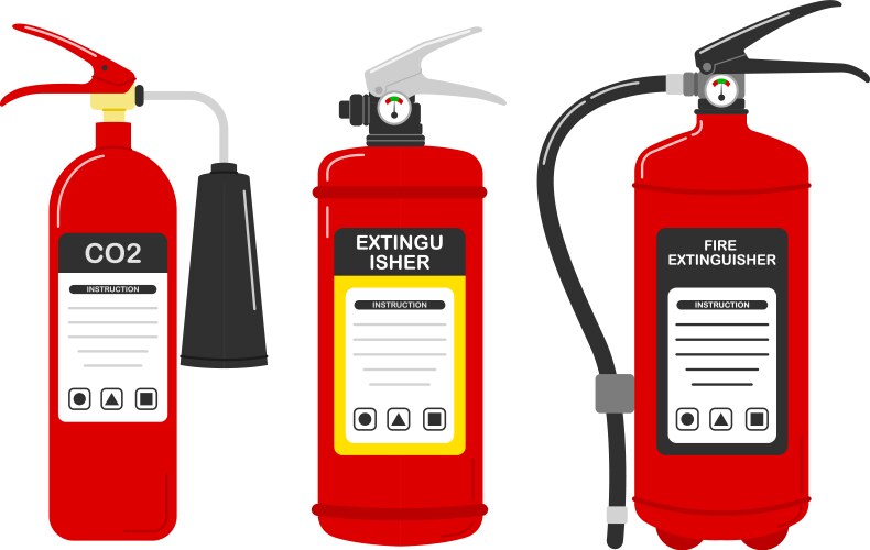 Realistic fire extinguishers set Royalty Free Vector Image
