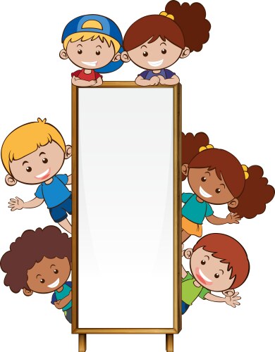 Border template with happy children devices Vector Image