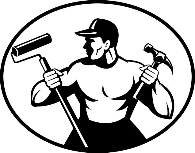 Handyman carpenter blue Royalty Free Vector Image