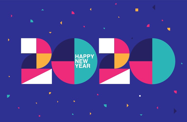 Logo 2020 number cut out paper sheets overlay Vector Image