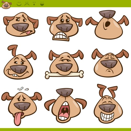 Dog emoticons cartoon set Royalty Free Vector Image