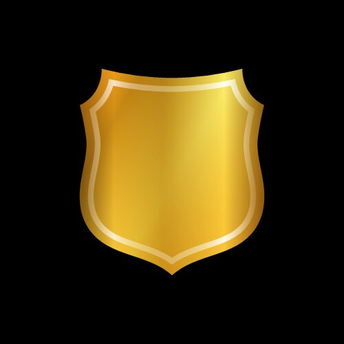 Gold shield shape icon 3d golden emblem sign Vector Image