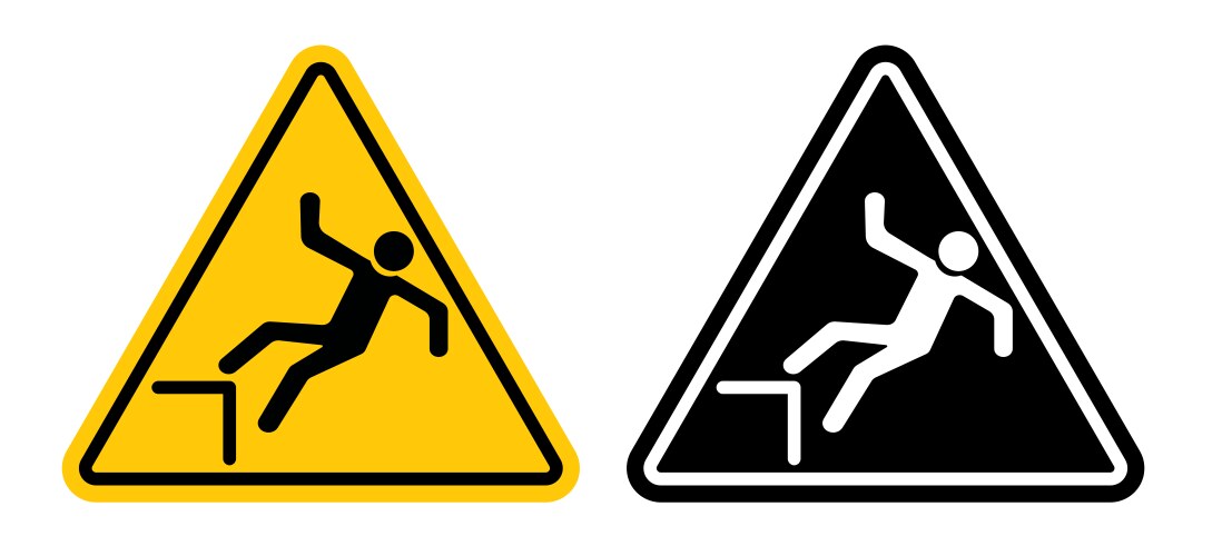 Slip warning sign icon set alert for slippery Vector Image