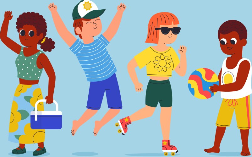 Cartoon people with summer clothes collection Vector Image