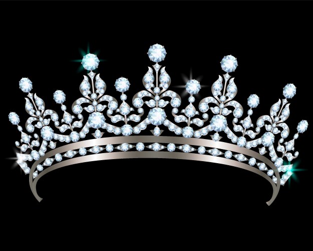 White Stone Tiara Crown - Wedding Jewelry Vector Image