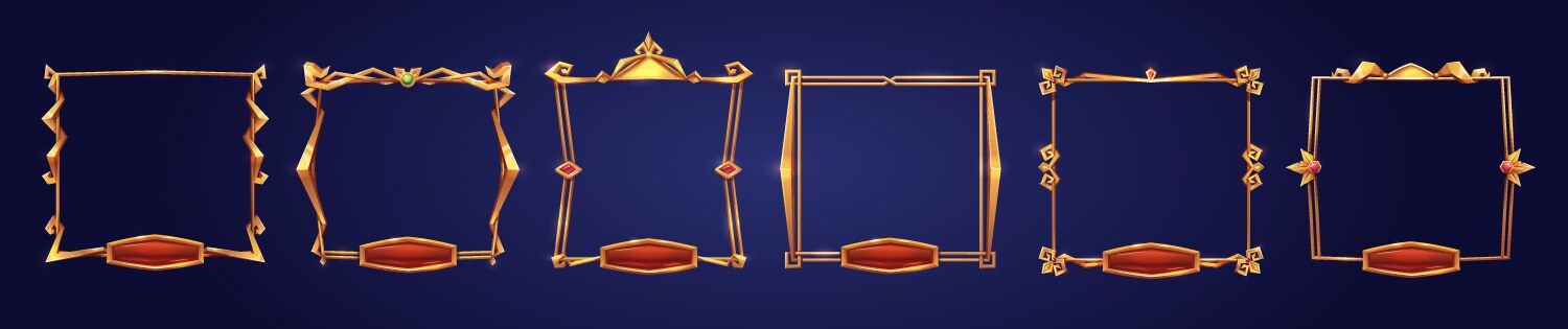 Square game rank frames set Royalty Free Vector Image