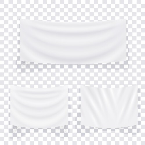 White banners and flags mesh set mockup Royalty Free Vector