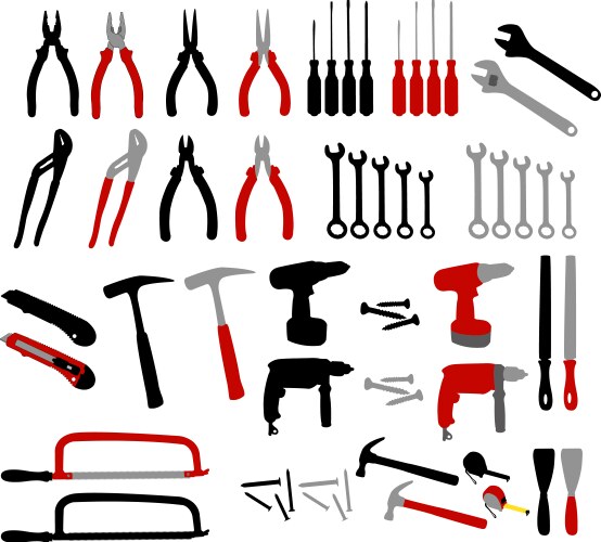 Flat design labor tools set Royalty Free Vector Image