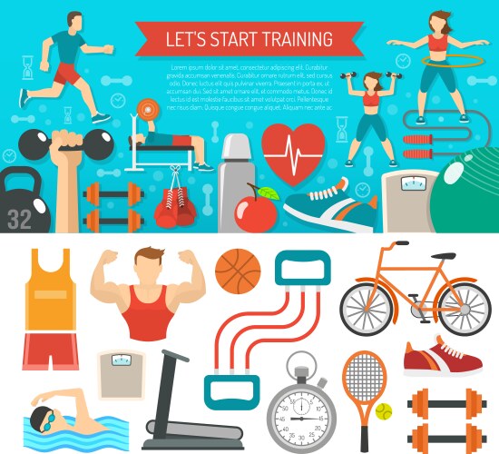 Physical education horizontal banner Royalty Free Vector