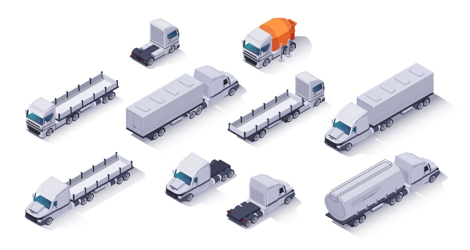 Isometric truck icon industrial vehicle Royalty Free Vector