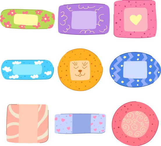 Healing kid plaster cartoon Royalty Free Vector Image