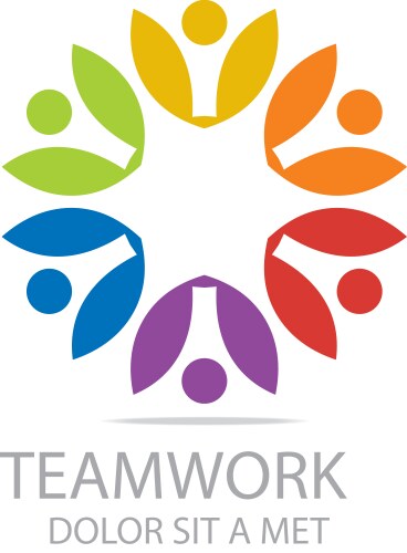 Teamwork group people working together logo Vector Image