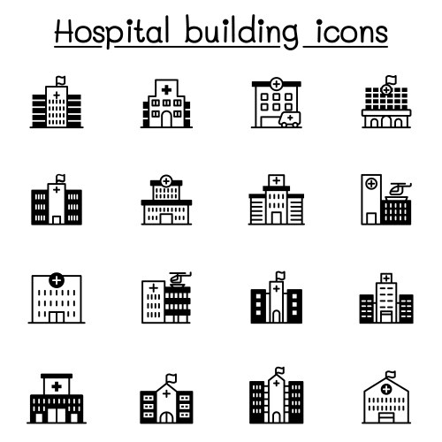 Buildings icon set Royalty Free Vector Image - VectorStock