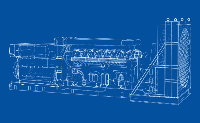 Mobile power generator blueprints Royalty Free Vector Image