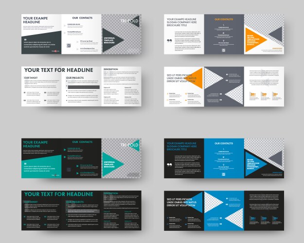 Trifold template presentation with hexagons Vector Image