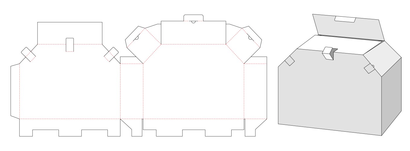 Cardboard folding box die cut template Royalty Free Vector