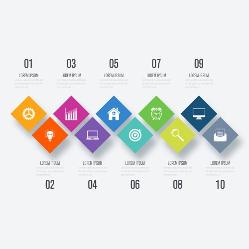 Infographics template 10 options with circle Vector Image