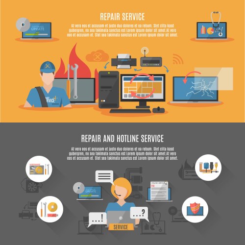 Computer repair banner Vector Images & Graphics for Commercial Use ...
