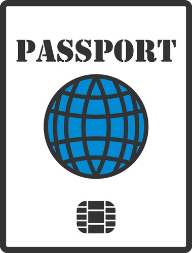 Passport with chip icon Royalty Free Vector Image