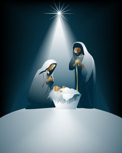 Nativity scene with holy family Royalty Free Vector Image