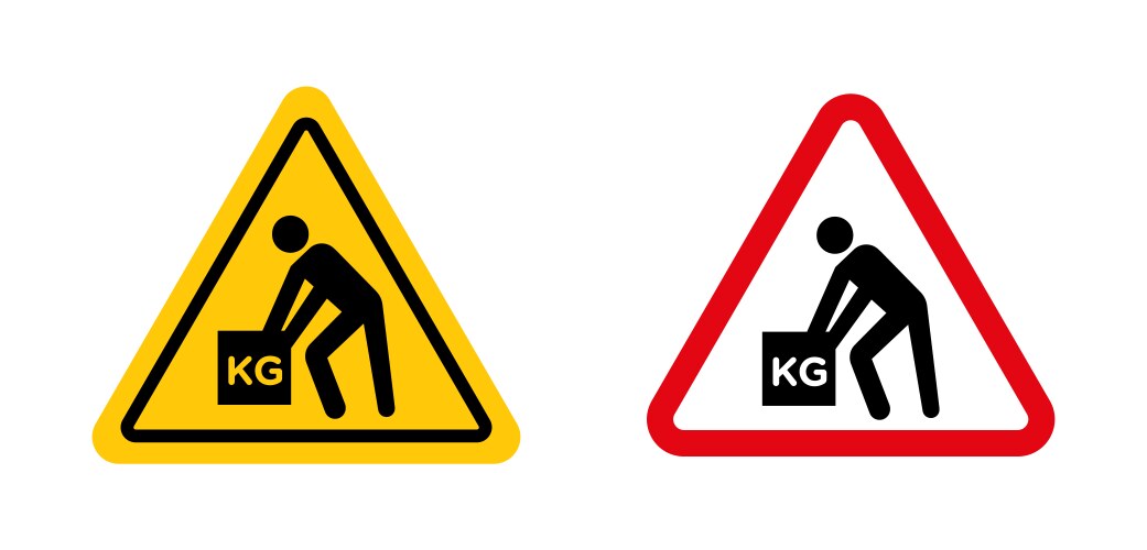 Warning heavy object sign icon set caution Vector Image