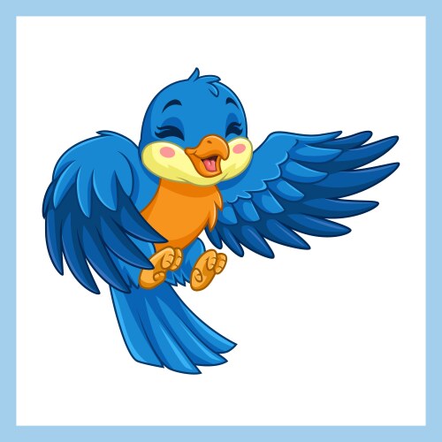 Cartoon happy bird flying presenting on white Vector Image