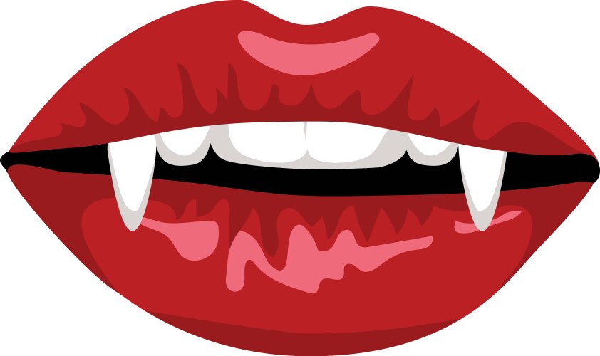Vampire red lips icon evil and fear symbol Vector Image