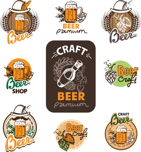 Beer menu design with retro labels Royalty Free Vector Image