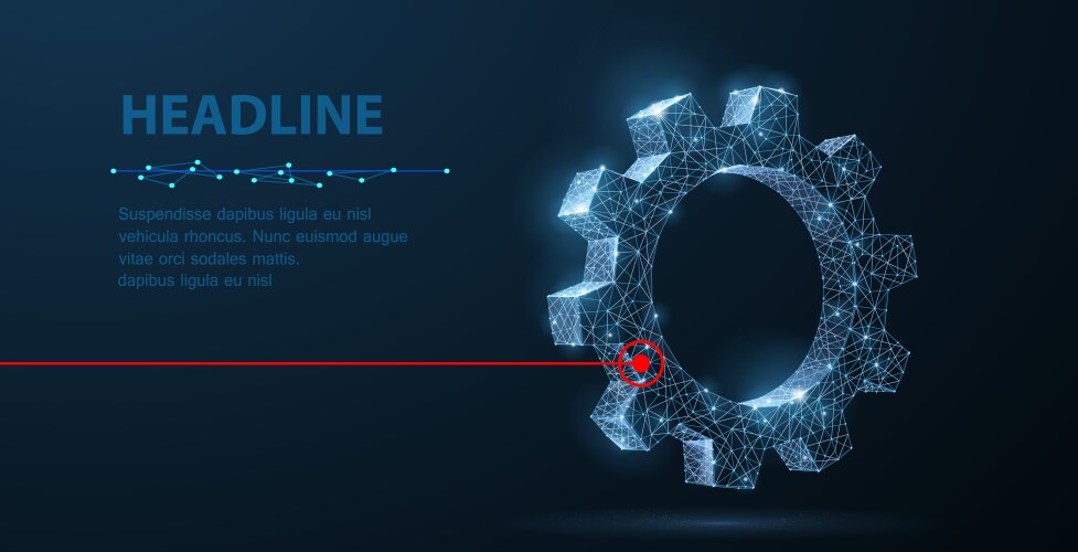 Gears abstract wireframe two gear 3d Royalty Free Vector