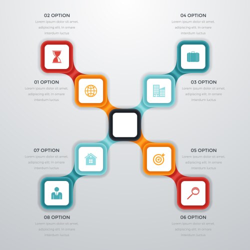 Infographics eight options Royalty Free Vector Image