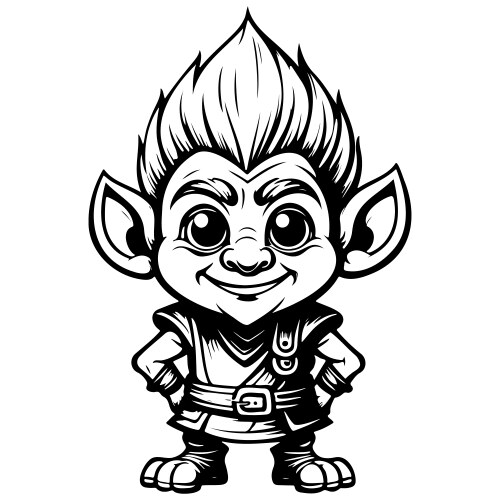Line troll face drawing realistic outline Vector Image