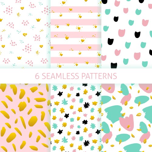 Set of baby girl patterns seamless pattern Vector Image