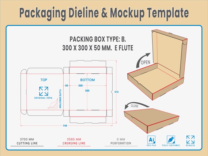 Packaging dieline and mockup template Royalty Free Vector