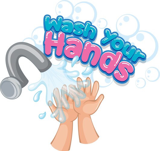 Wash your hands poster design with boy washing Vector Image Wash your hands poster design with boy washing Vector Image
