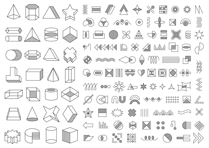 3d geometric shapes isometric linear forms cube Vector Image 3d geometric shapes isometric linear forms cube Vector Image