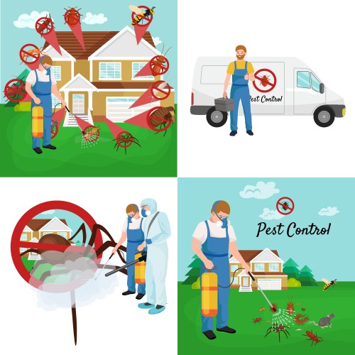 Pest control isometric flowchart Royalty Free Vector Image