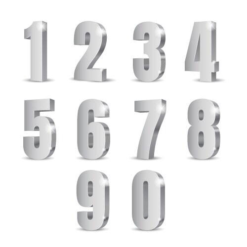 Realistic 3d lettering numbers isolated on white Vector Image