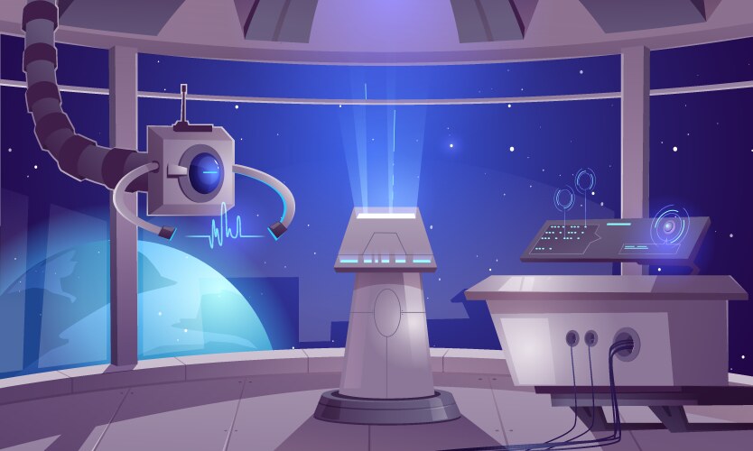 Cartoon spaceship control panels chair door Vector Image