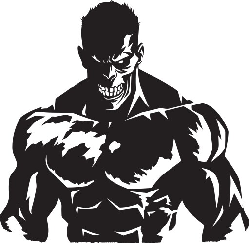 Zombie muscle sculpture emblematic ghastly Vector Image