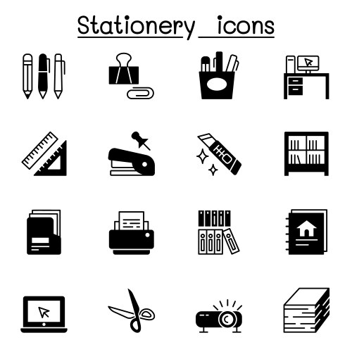 Writing icons set Royalty Free Vector Image - VectorStock