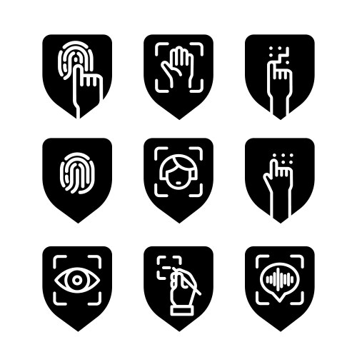 Identification Line Icons Biometric Sensor Face Vector Image