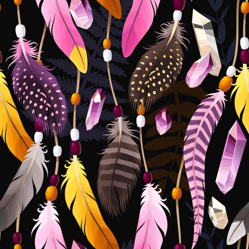 Decorative feathers seamless Royalty Free Vector Image